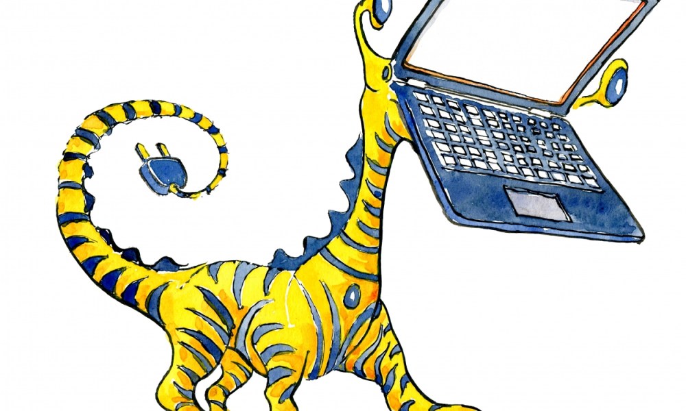 Laptop tiger illustration | HikingArtist.com by Frits Ahlefeldt